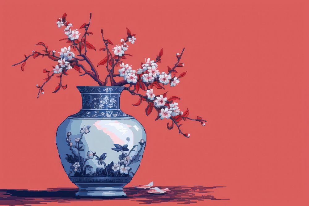 Chinese porcelain cut pixel art | Premium Photo Illustration - rawpixel