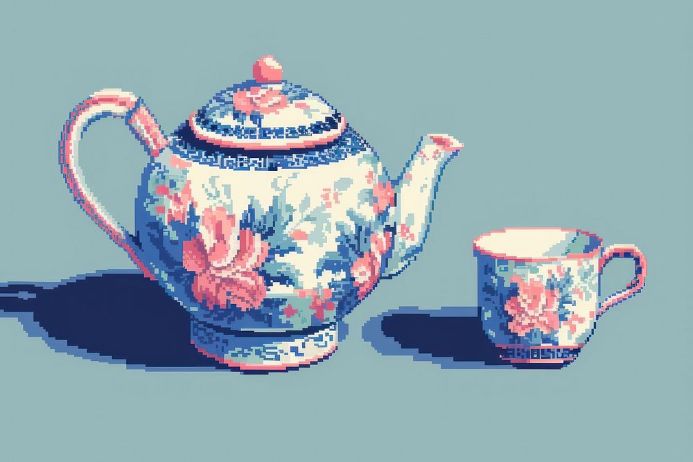 Chinese porcelain cut pixel art | Premium Photo Illustration - rawpixel