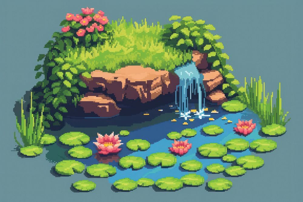 Pond cut pixel pond outdoors | Premium Photo Illustration - rawpixel