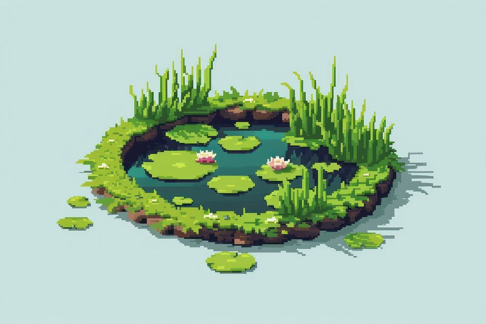 Pond cut pixel pond outdoors | Free Photo Illustration - rawpixel