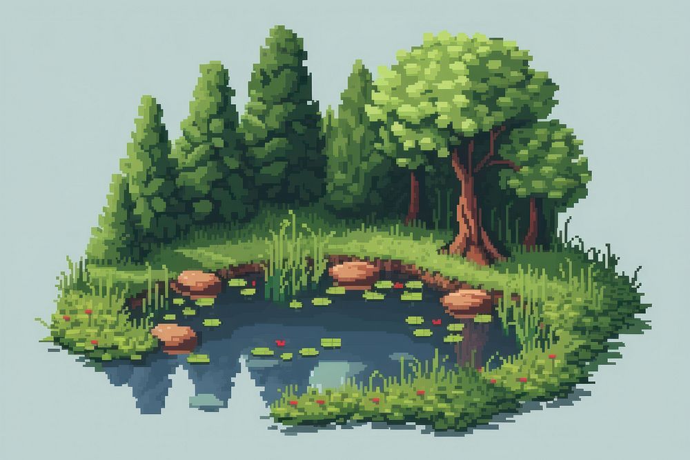 Pond cut pixel pond outdoors | Premium Photo Illustration - rawpixel