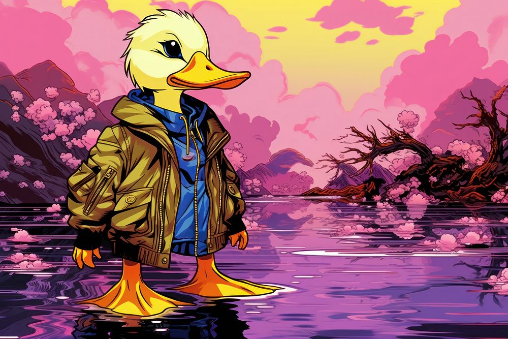 Cool duck outdoors cartoon representation. | Free Photo Illustration ...