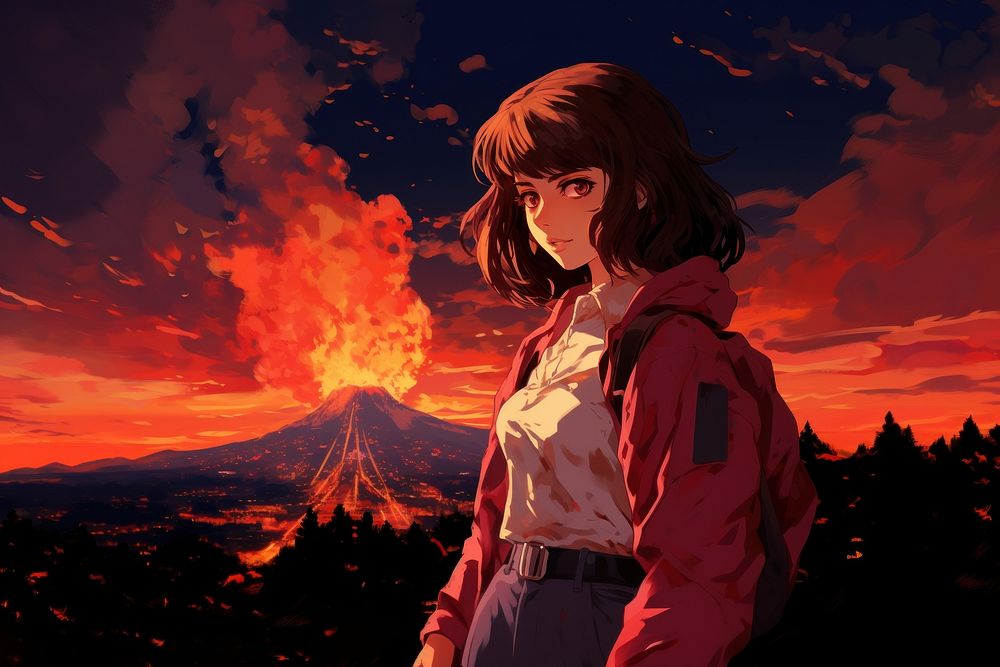 Wildfire anime mountain outdoors. | Premium Photo Illustration - rawpixel