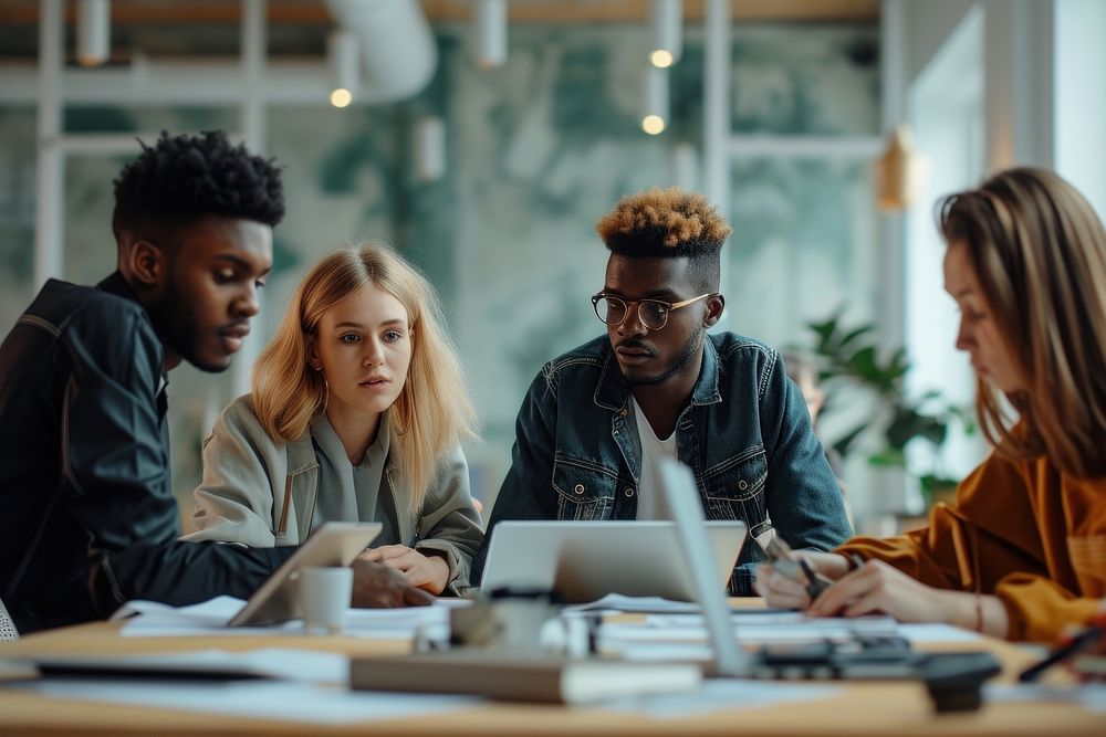 Team an office conversation computer | Premium Photo - rawpixel