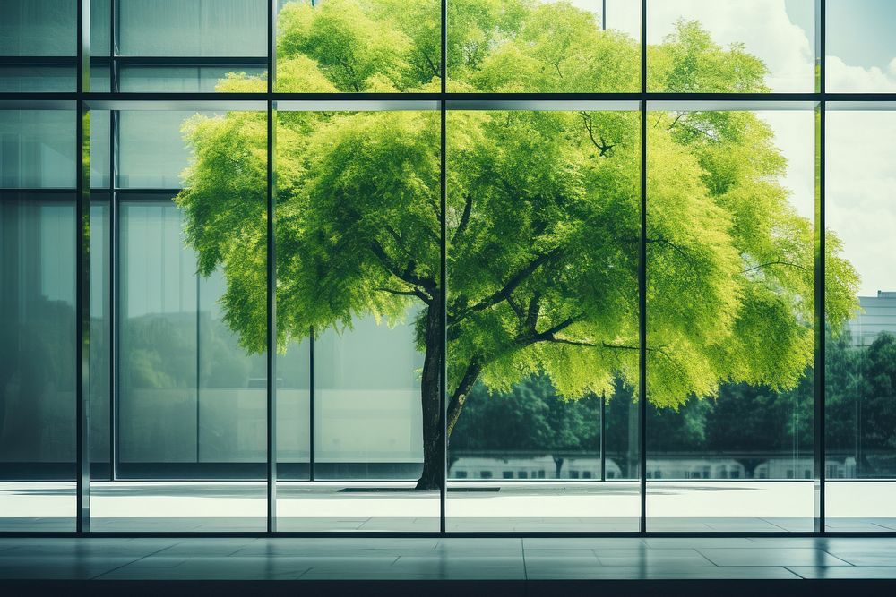 Sustainable glass building tree architecture | Free Photo - rawpixel
