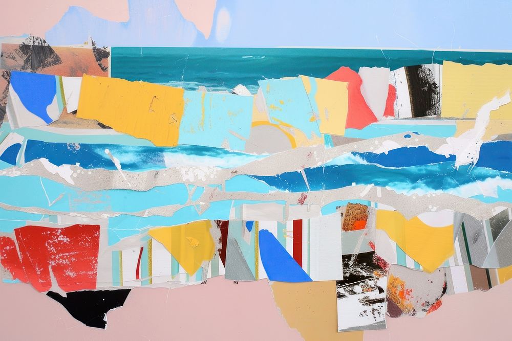Abstract beach ripped paper collage | Premium Photo Illustration - rawpixel