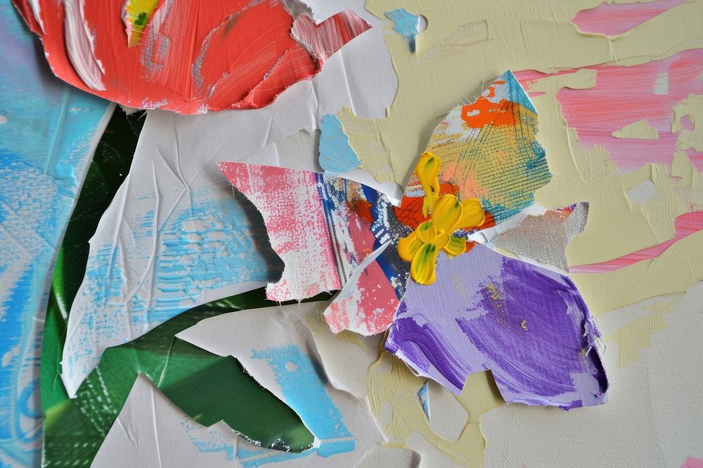 Abstract butterfly and flower ripped | Free Photo Illustration - rawpixel