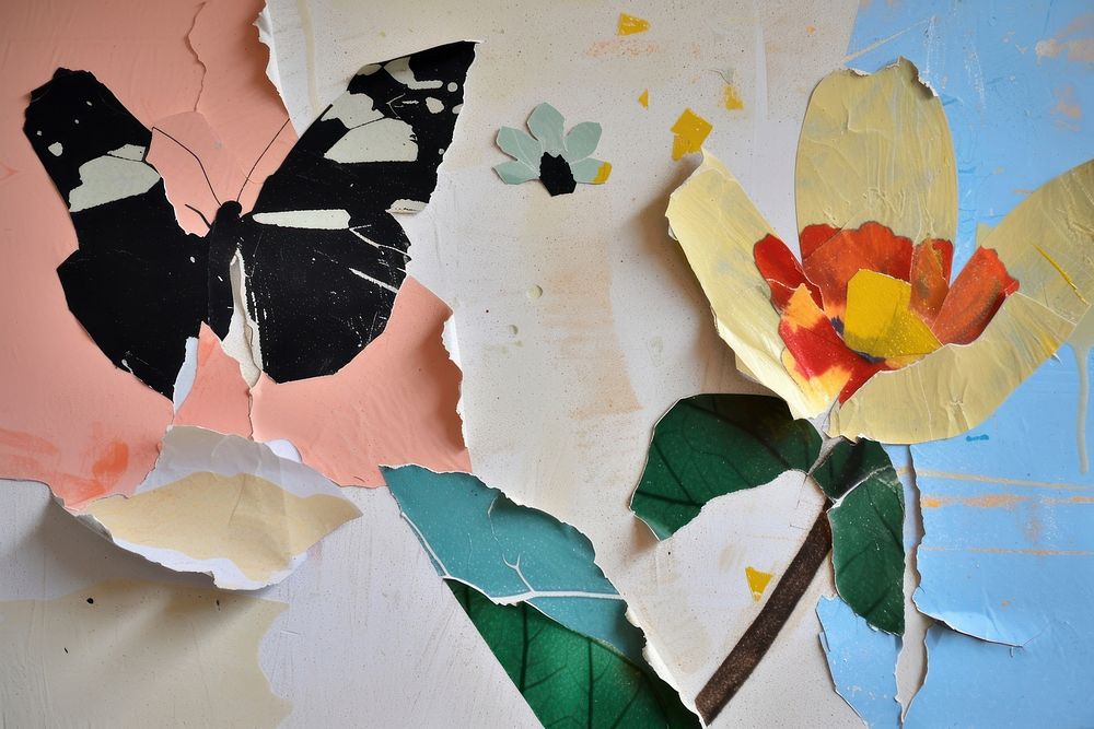 Abstract butterfly and flower ripped | Premium Photo Illustration ...