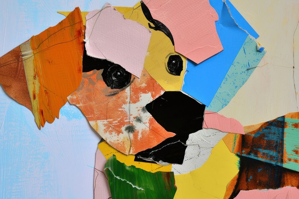 Abstract dog ripped paper collage | Free Photo Illustration - rawpixel
