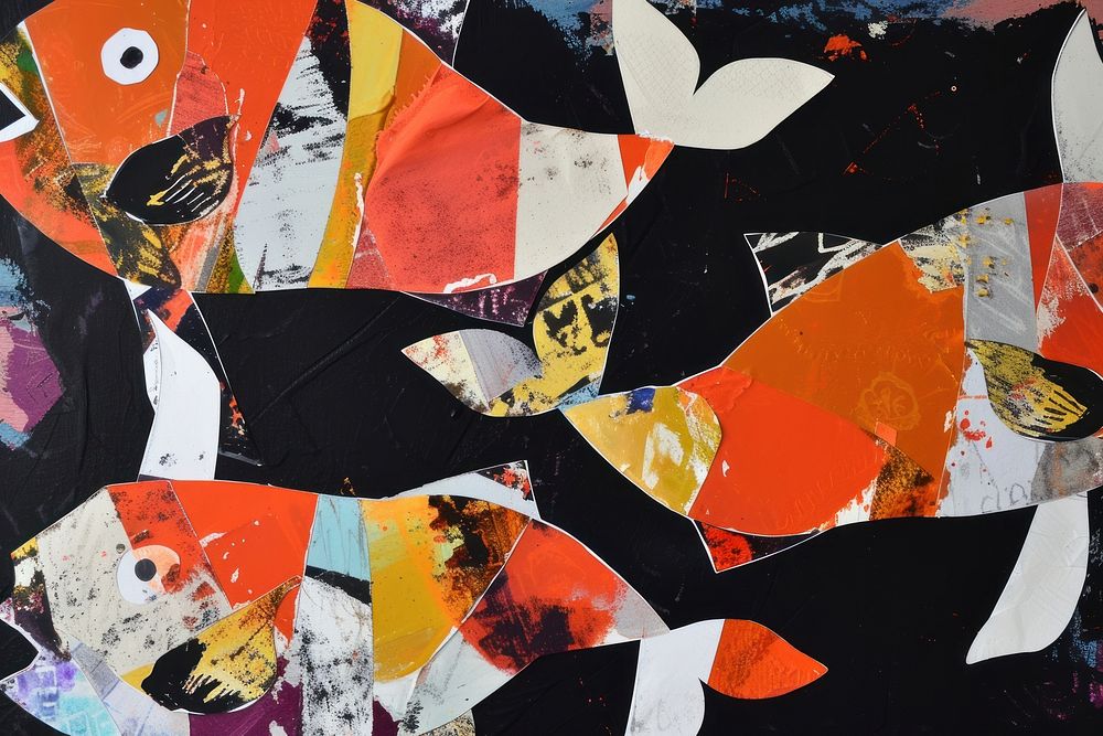 Abstract fish ripped paper collage | Premium Photo Illustration - rawpixel