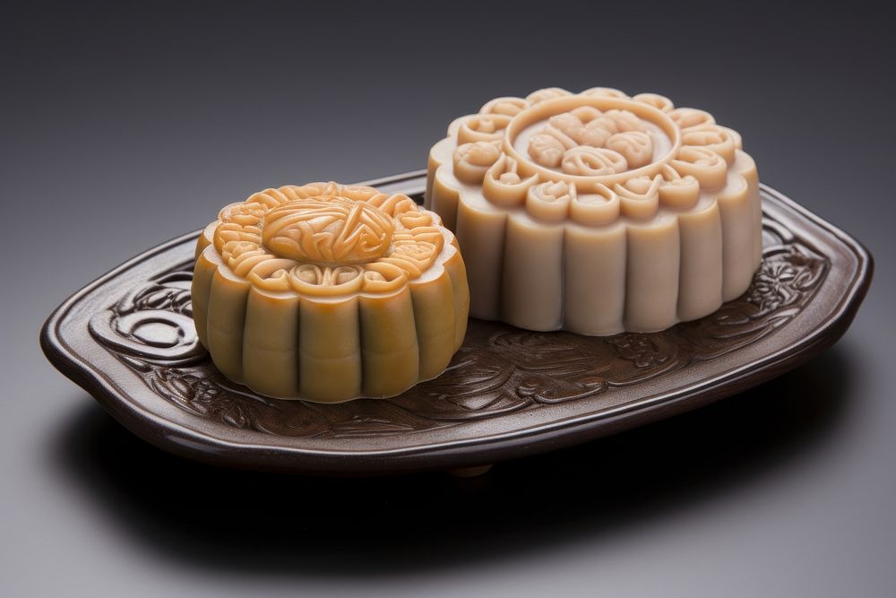 cut mooncake put black plate | Free Photo - rawpixel
