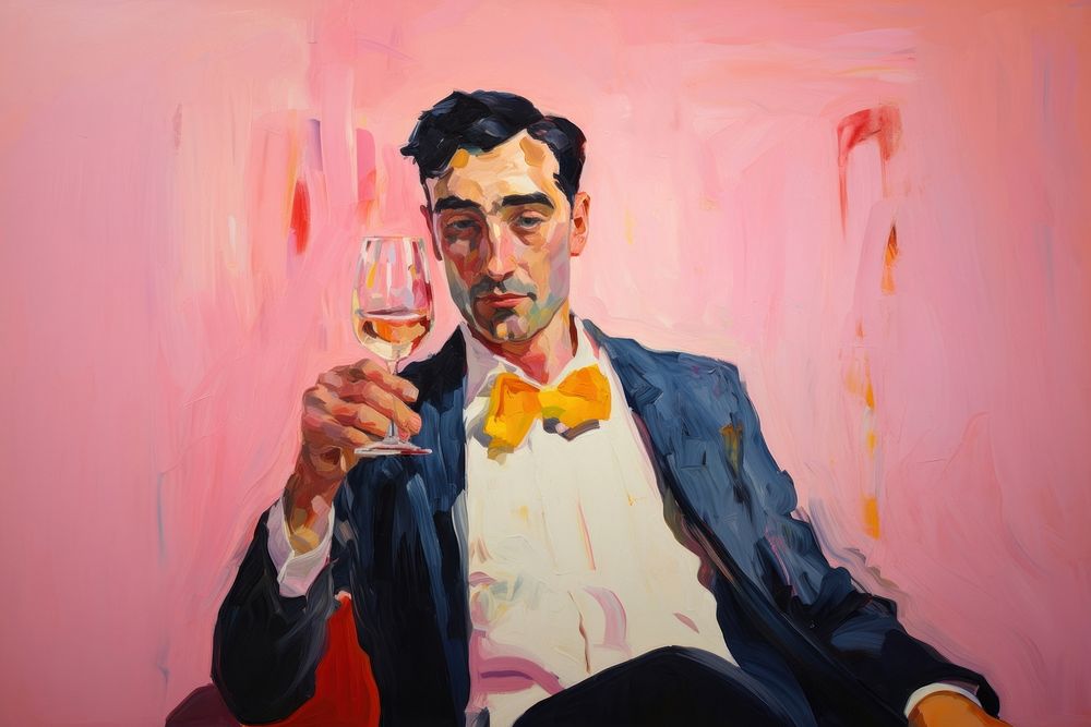 Man drink beer painting portrait | Free Photo Illustration - rawpixel