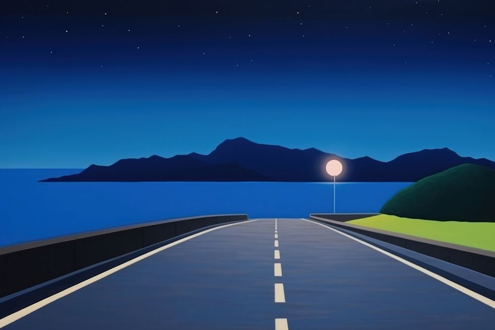 Road and sea night land | Premium Photo Illustration - rawpixel