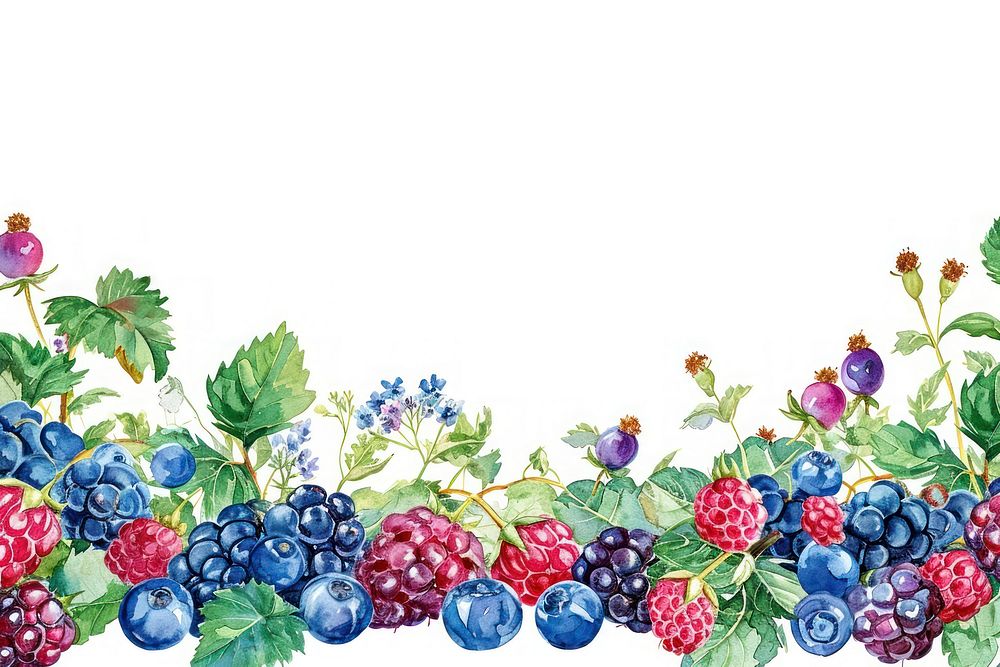 Berries border blueberry raspberry fruit. | Free Photo Illustration ...