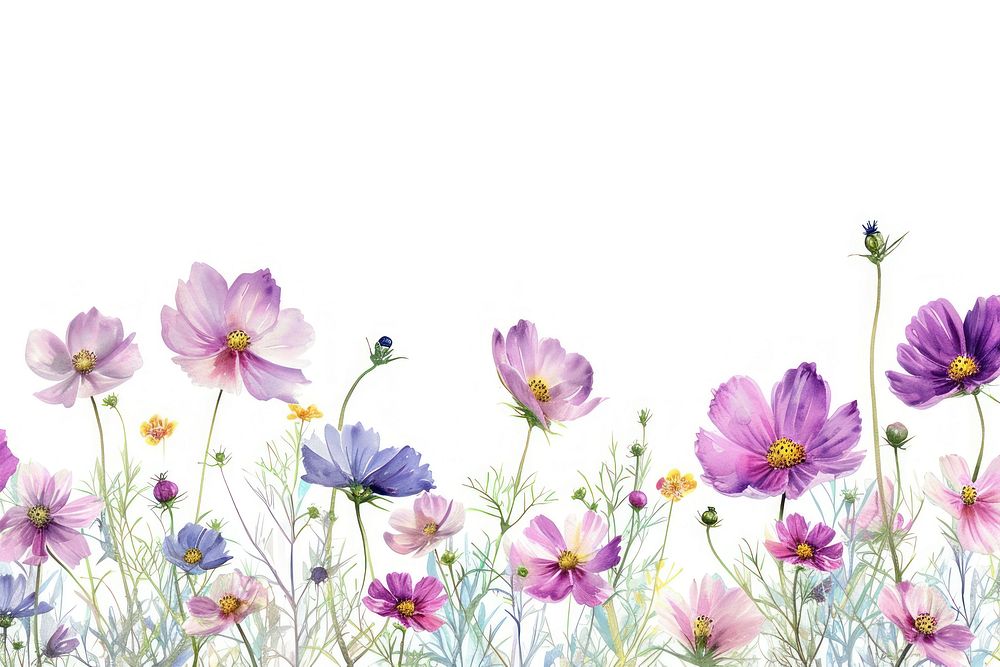Cosmos flowers border nature outdoors | Free Photo Illustration - rawpixel