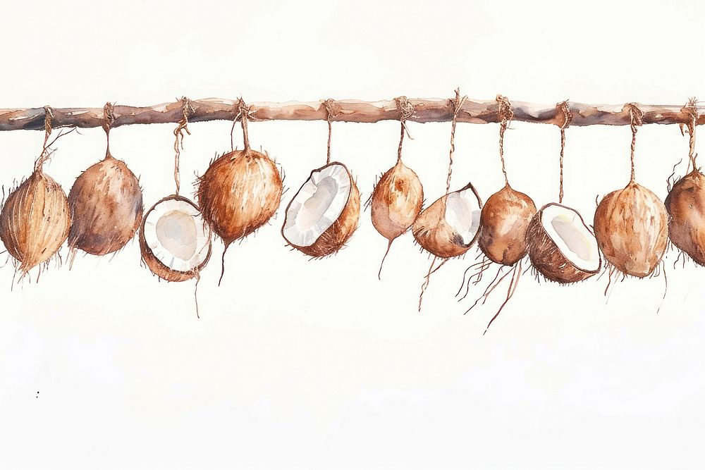 Coconuts hanging freshness drawing. | Premium Photo Illustration - rawpixel