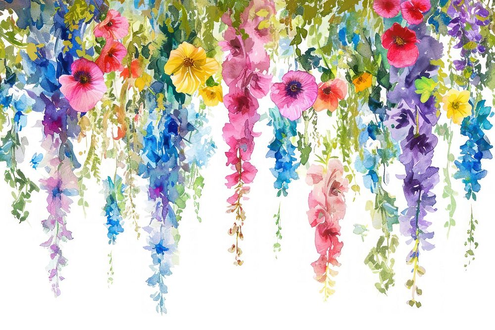 Spring flowers nature hanging pattern. | Free Photo Illustration - rawpixel