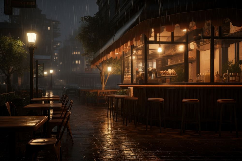 Coffee shop rainy day illuminated | Premium Photo - rawpixel