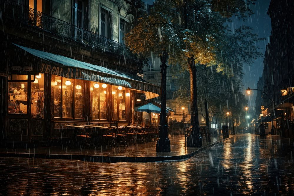 rain storm night illuminated street | Free Photo - rawpixel