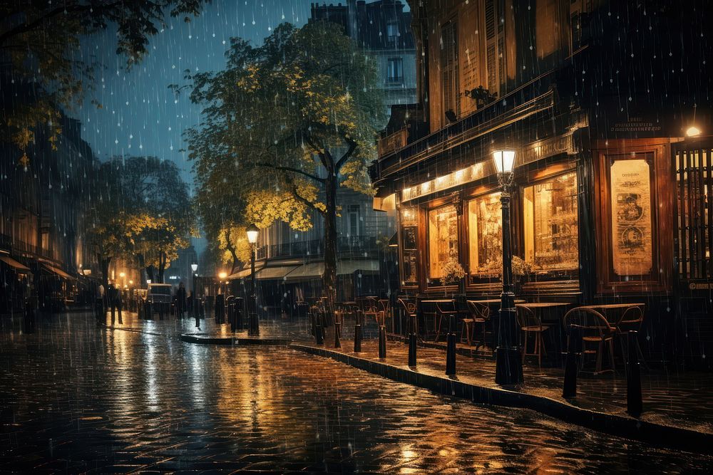 rain storm night architecture illuminated | Premium Photo - rawpixel