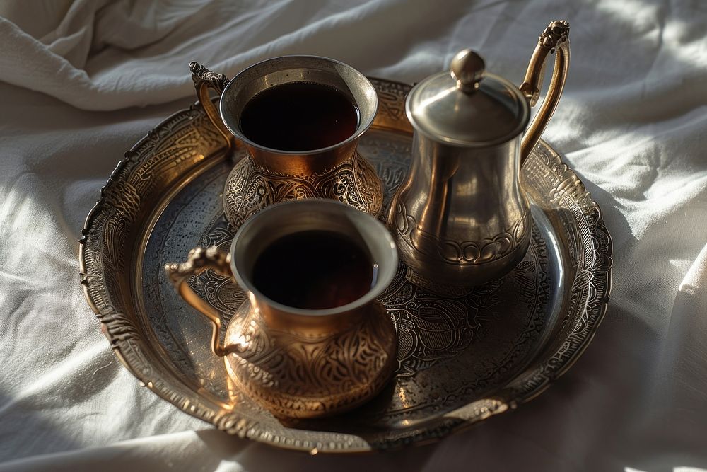 Arabic coffee pot set saucer | Free Photo - rawpixel