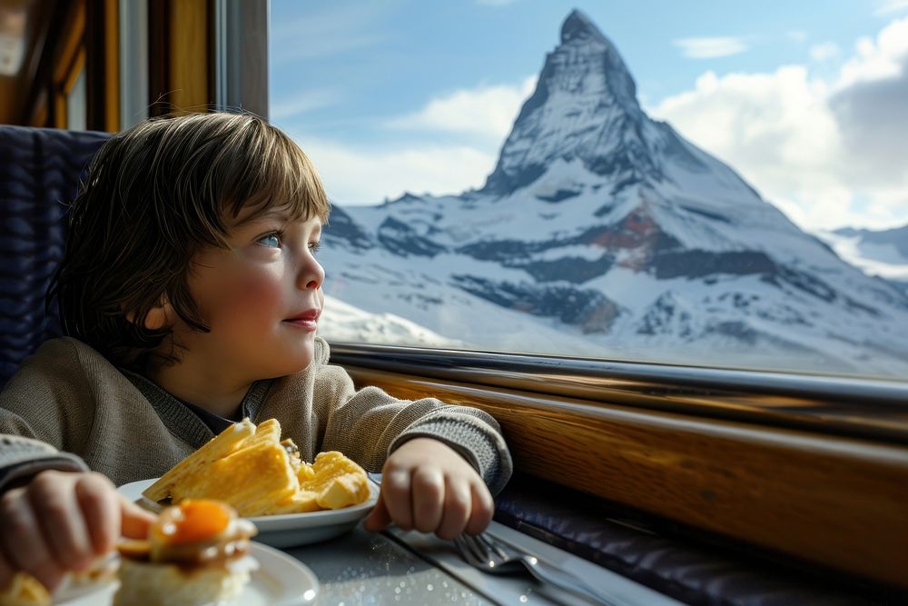 Kid lunch train table mountain | Premium Photo - rawpixel