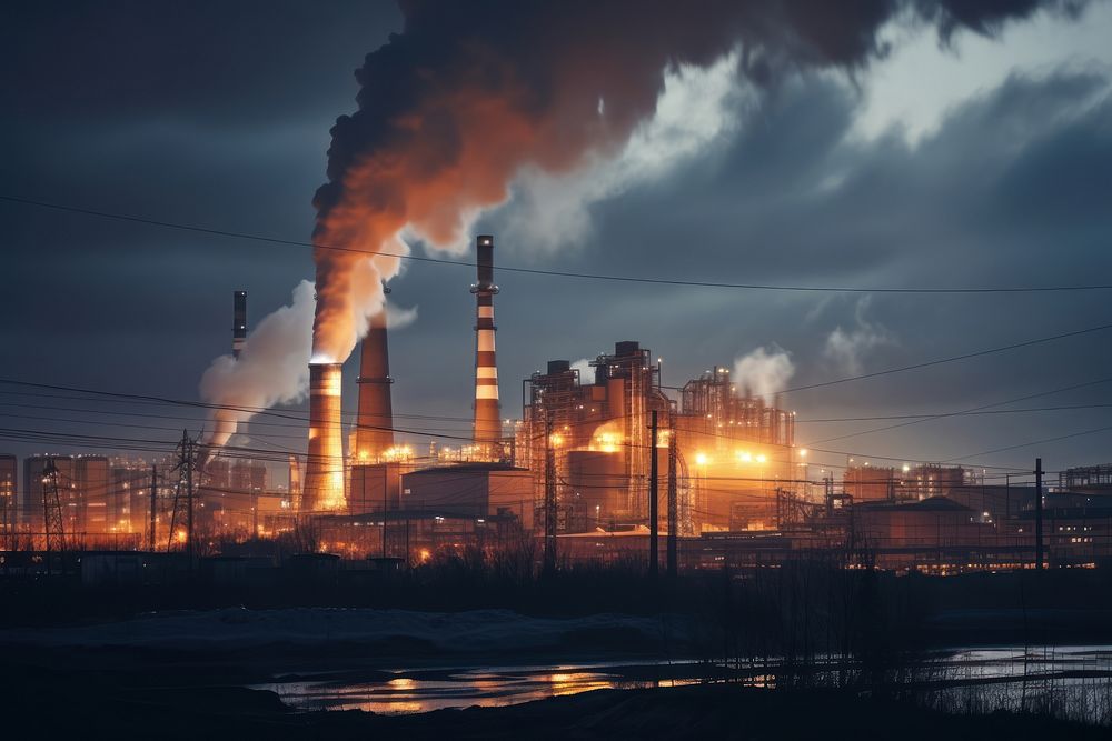 Factory night time architecture pollution | Premium Photo - rawpixel