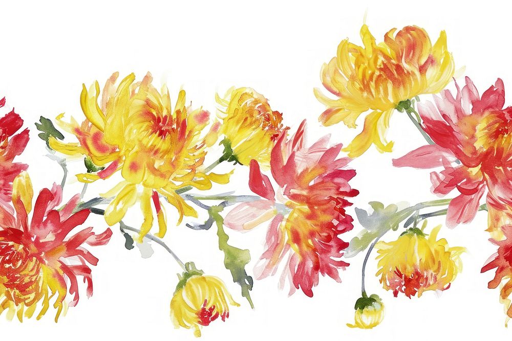 Chrysanthemum watercolor border chrysanths pattern | Premium Photo ...