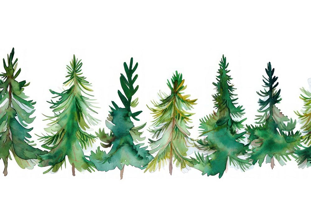 Pine tree watercolor border plant | Free Photo Illustration - rawpixel