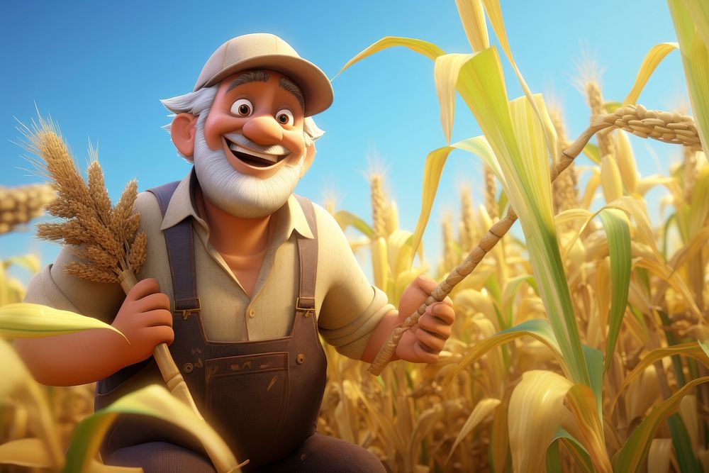 Farmer harvesting crops cartoon agriculture | Free Photo Illustration ...