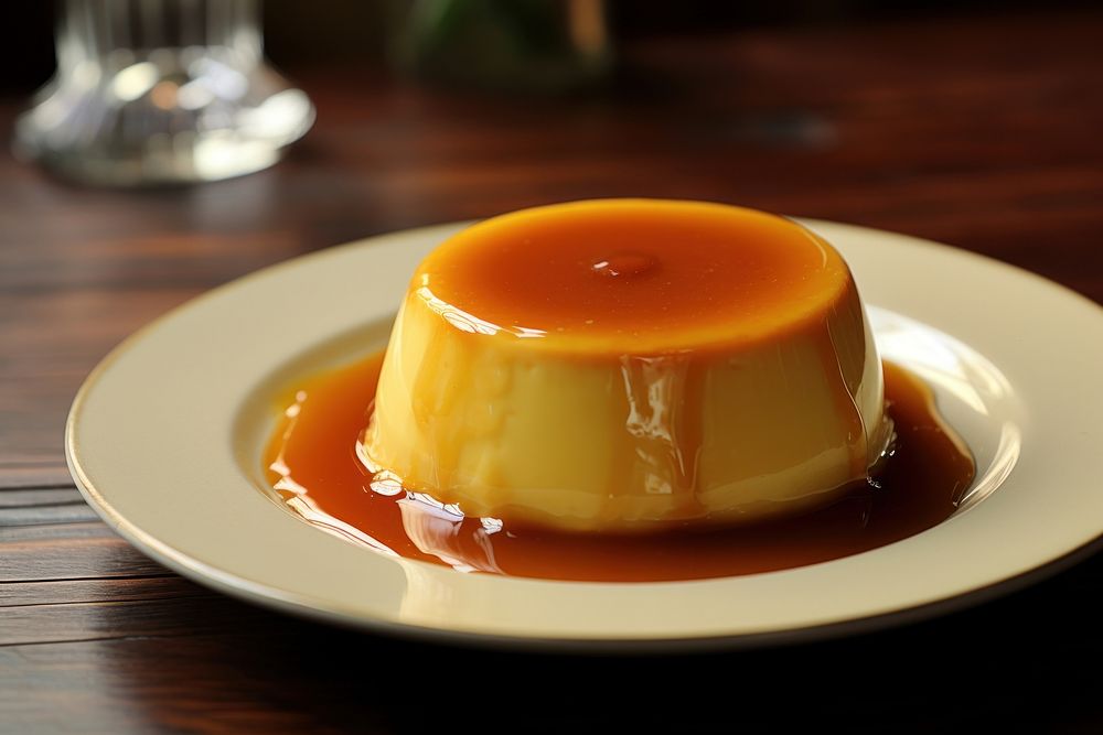 Flan dessert plate food. | Premium Photo - rawpixel