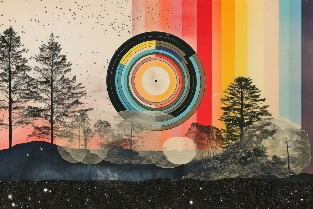 Vinyl record landscapes outdoors painting | Free Photo Illustration ...