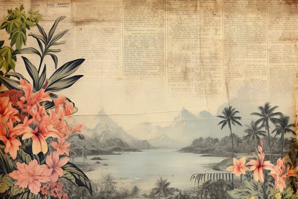 Hawaii landmarks ephemera border painting | Premium Photo Illustration ...