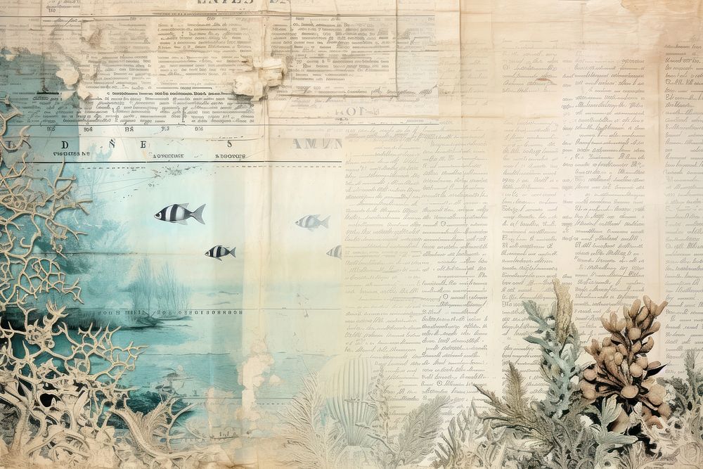 sea ephemera border backgrounds paper | Premium Photo Illustration ...