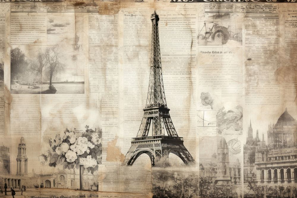 Paris landmarks ephemera border backgrounds | Premium Photo ...