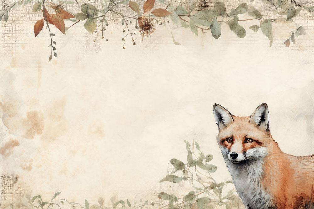 Red fox ephemera border backgrounds | Premium Photo Illustration - rawpixel