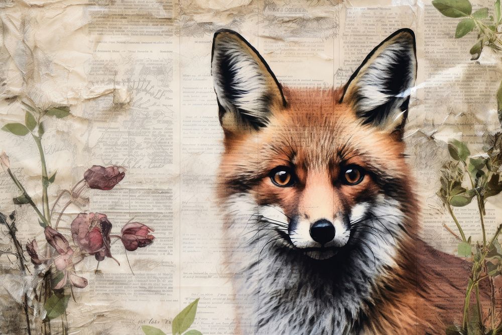 Red fox ephemera border wildlife | Premium Photo Illustration - rawpixel