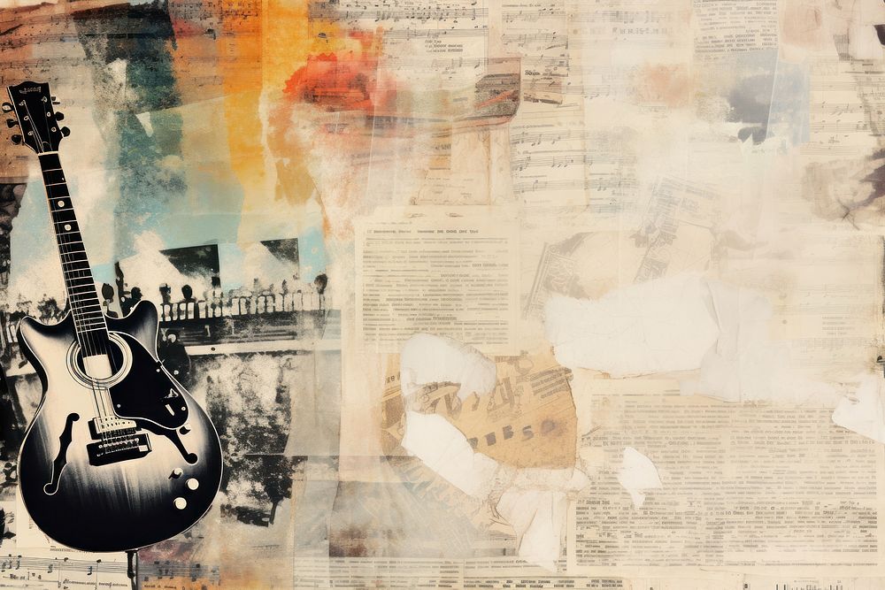 Guitar music border landscapes collage | Free Photo Illustration - rawpixel
