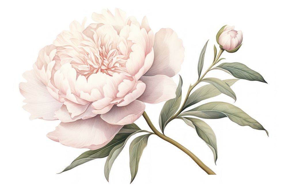 Botanical illustration blooming peony flower | Premium Photo ...