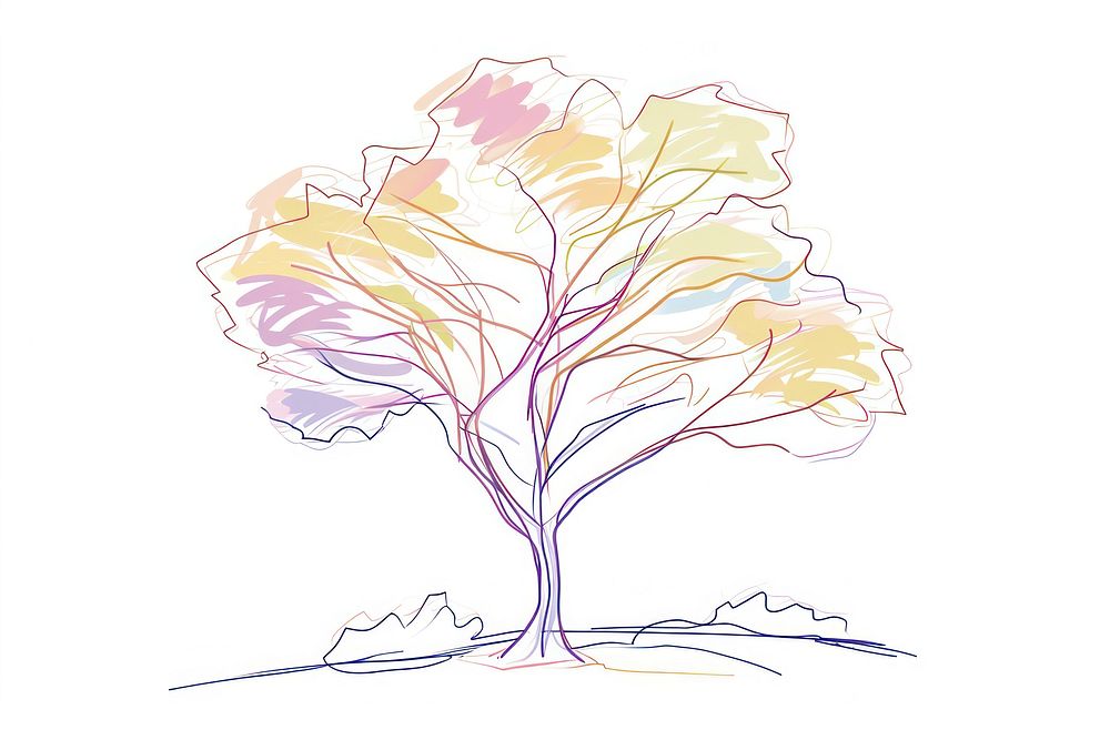 Continuous line drawing tree sketch | Free Photo Illustration - rawpixel