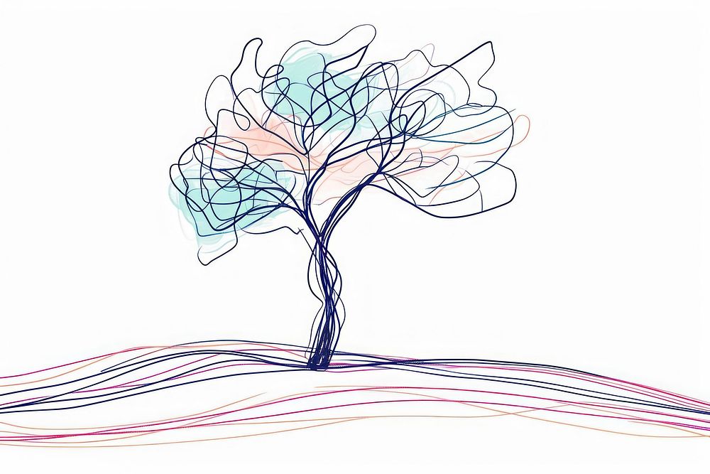 Continuous line drawing tree abstract | Premium Photo Illustration ...