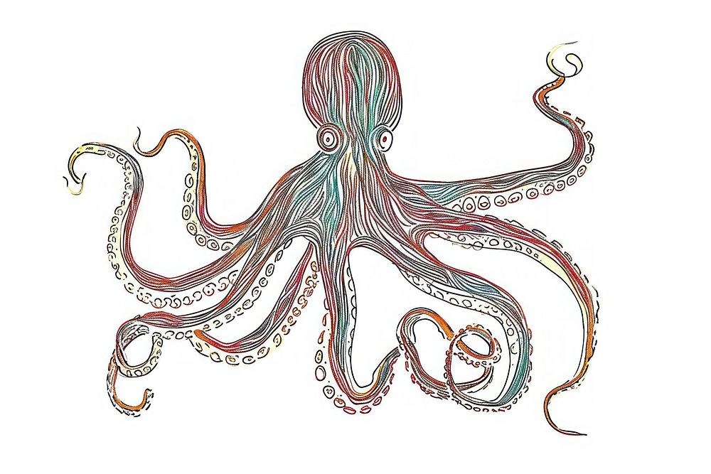 Continuous line drawing octopus animal | Free Photo Illustration - rawpixel