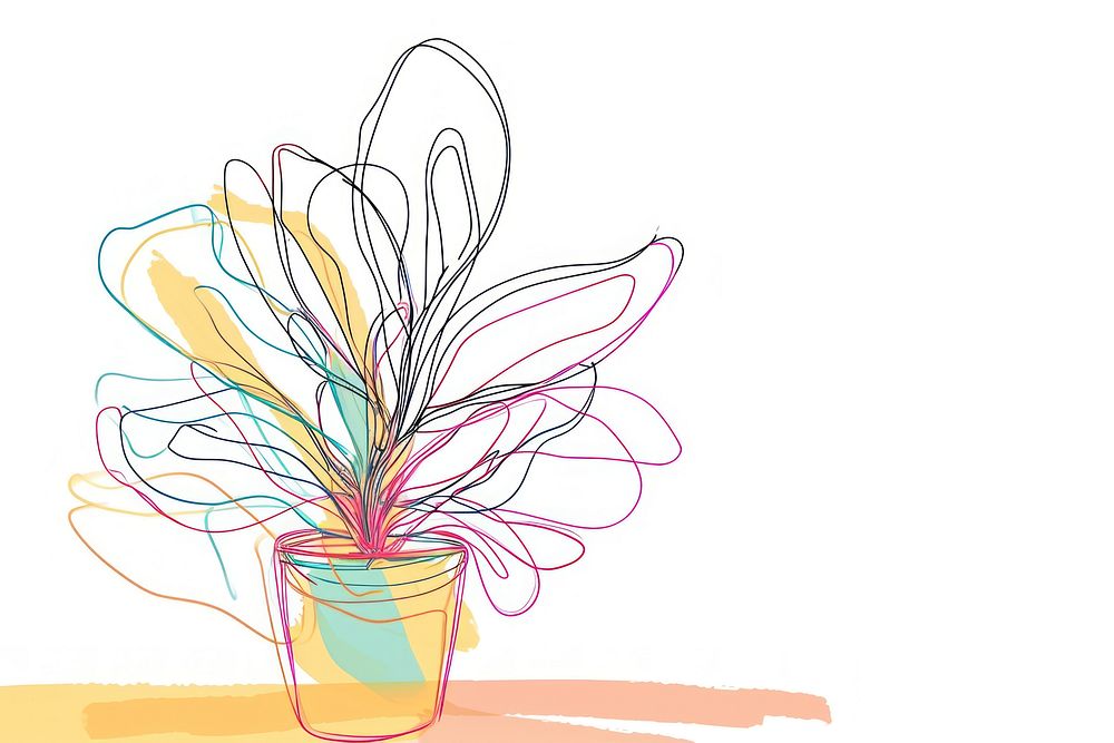 Continuous line drawing plant sketch | Free Photo Illustration - rawpixel