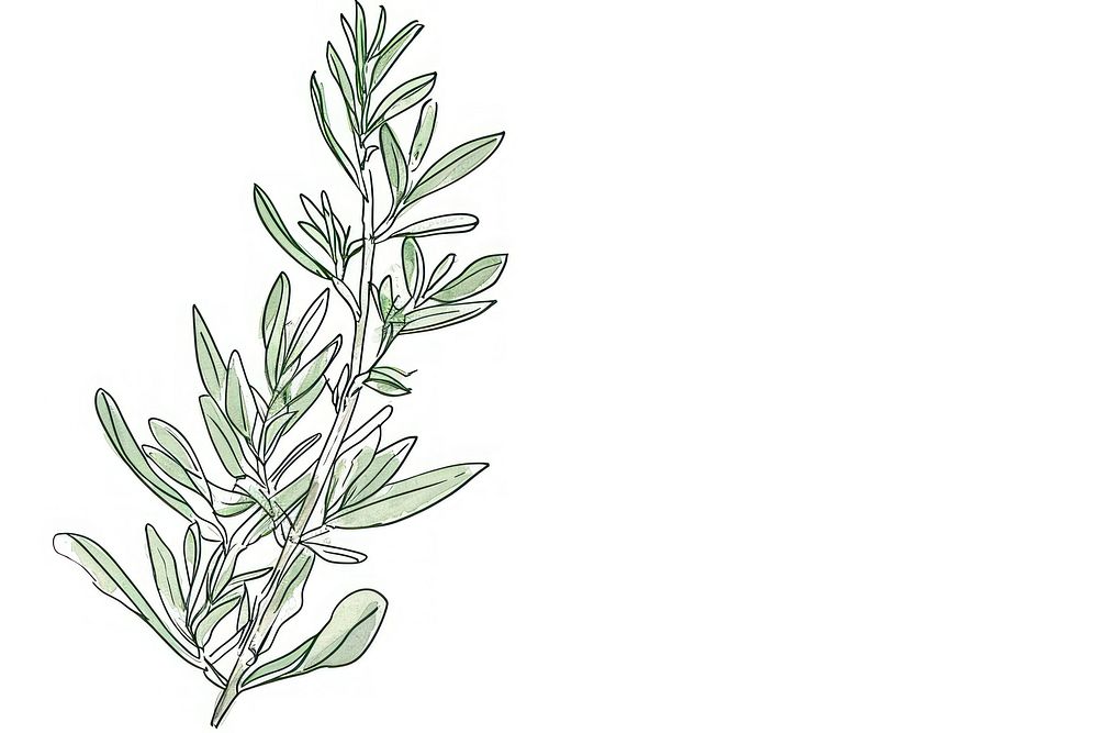Continuous line drawing rosemary sketch | Premium Photo Illustration ...