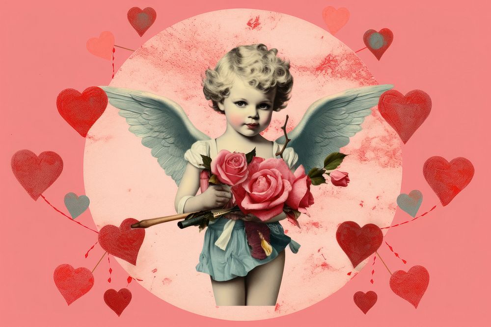 Collage Retro dreamy cupid heart | Free Photo Illustration - rawpixel