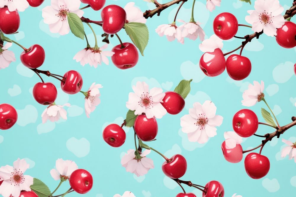 Collage Retro dreamy cherry pattern | Free Photo Illustration - rawpixel