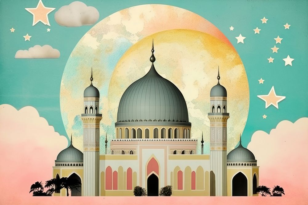 Collage Retro dreamy ramadan mosque | Free Photo Illustration - rawpixel
