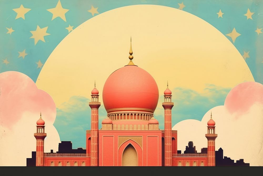 Collage Retro dreamy ramadan mosque | Premium Photo Illustration - rawpixel