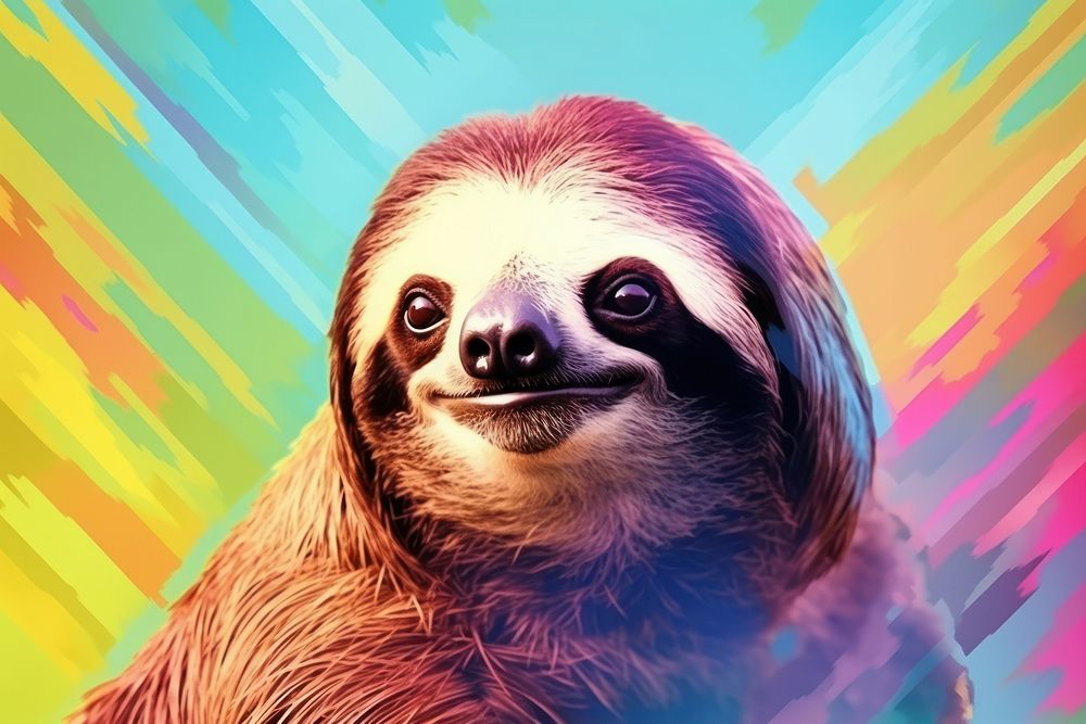 Collage Retro dreamy sloth wildlife | Free Photo Illustration - rawpixel