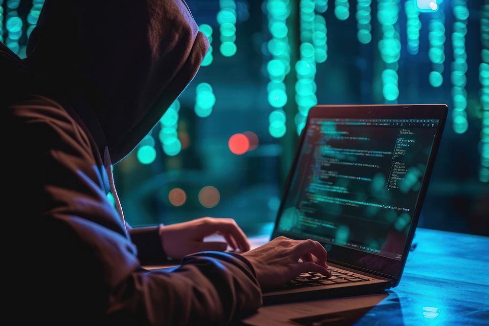 Hacker laptop computer illuminated. | Free Photo - rawpixel